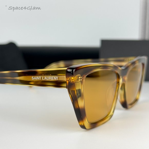Saint Laurent | Accessories | New Saint Laurent Sl276 Mica 22 Havana Yellow Cat Eye Women ...